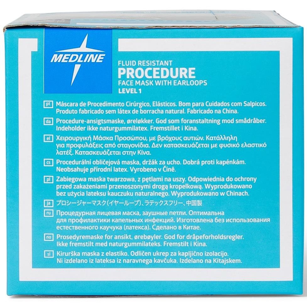 Medline ASTM Level 1 White 3-Ply Face Mask 50Ct