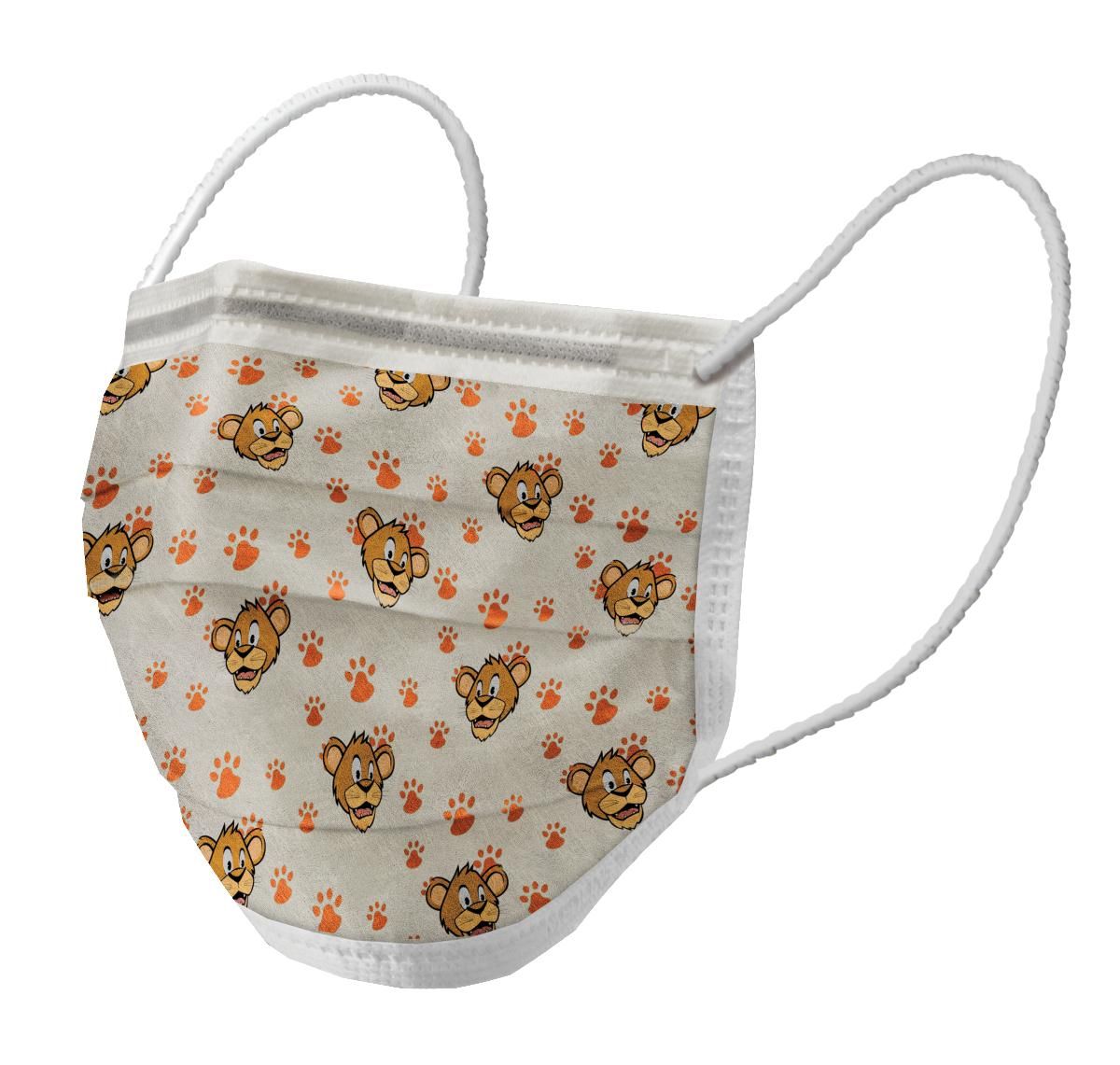 Medline 3-Ply Face Mask with Ear Loops/Lion Print 50Ct