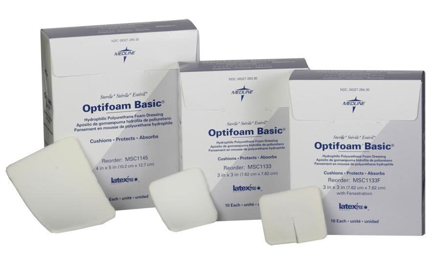 Optifoam Basic Foam Dressing Fenestrated 3x3 10Ct