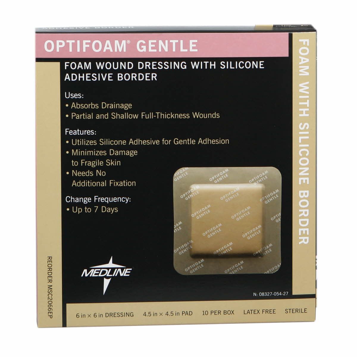 Optifoam Gentle Foam Dressing/Silicone Border 6x6 100Ct