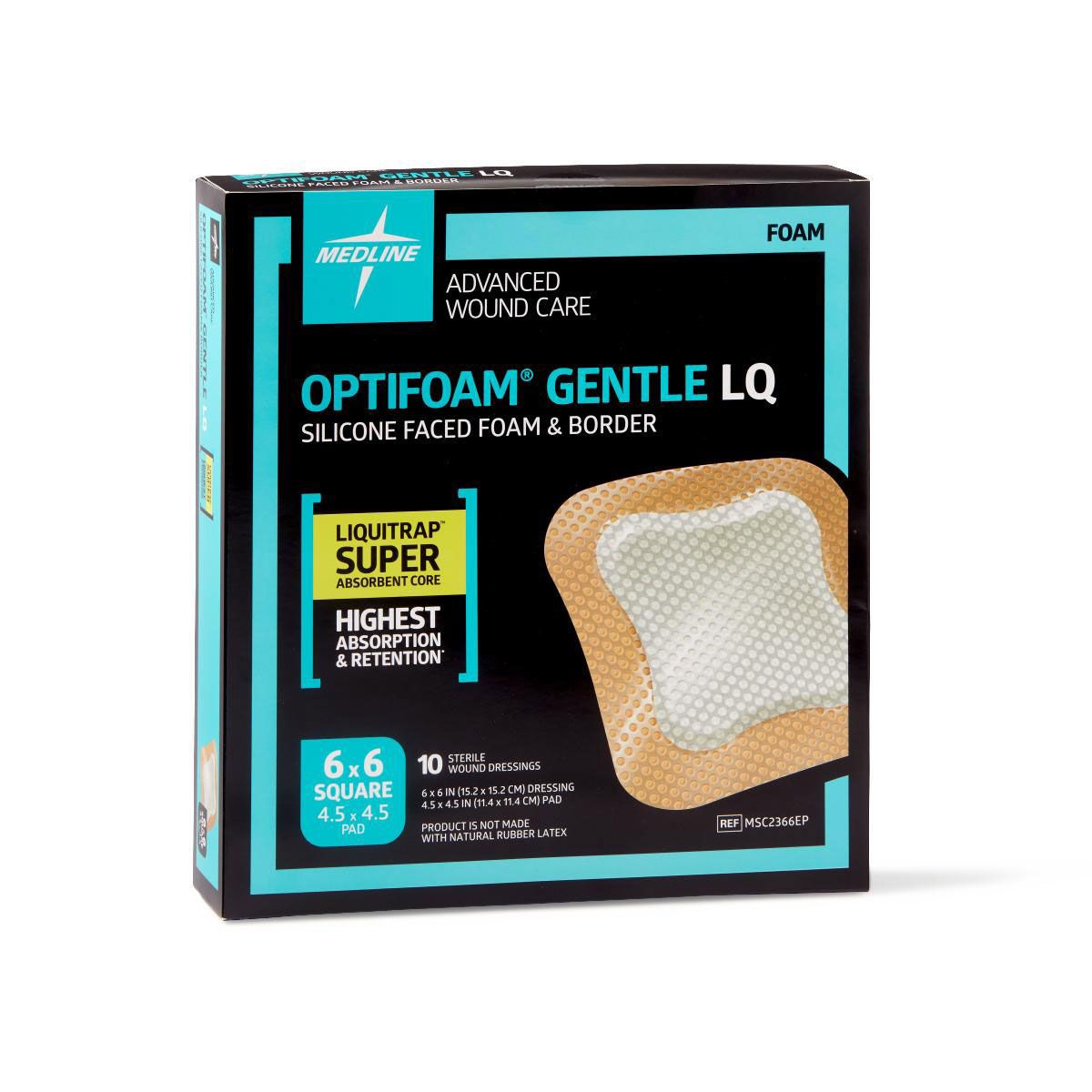 Optifoam Gentle LQ Silicone/Foam Dressing 6x6 10Ct