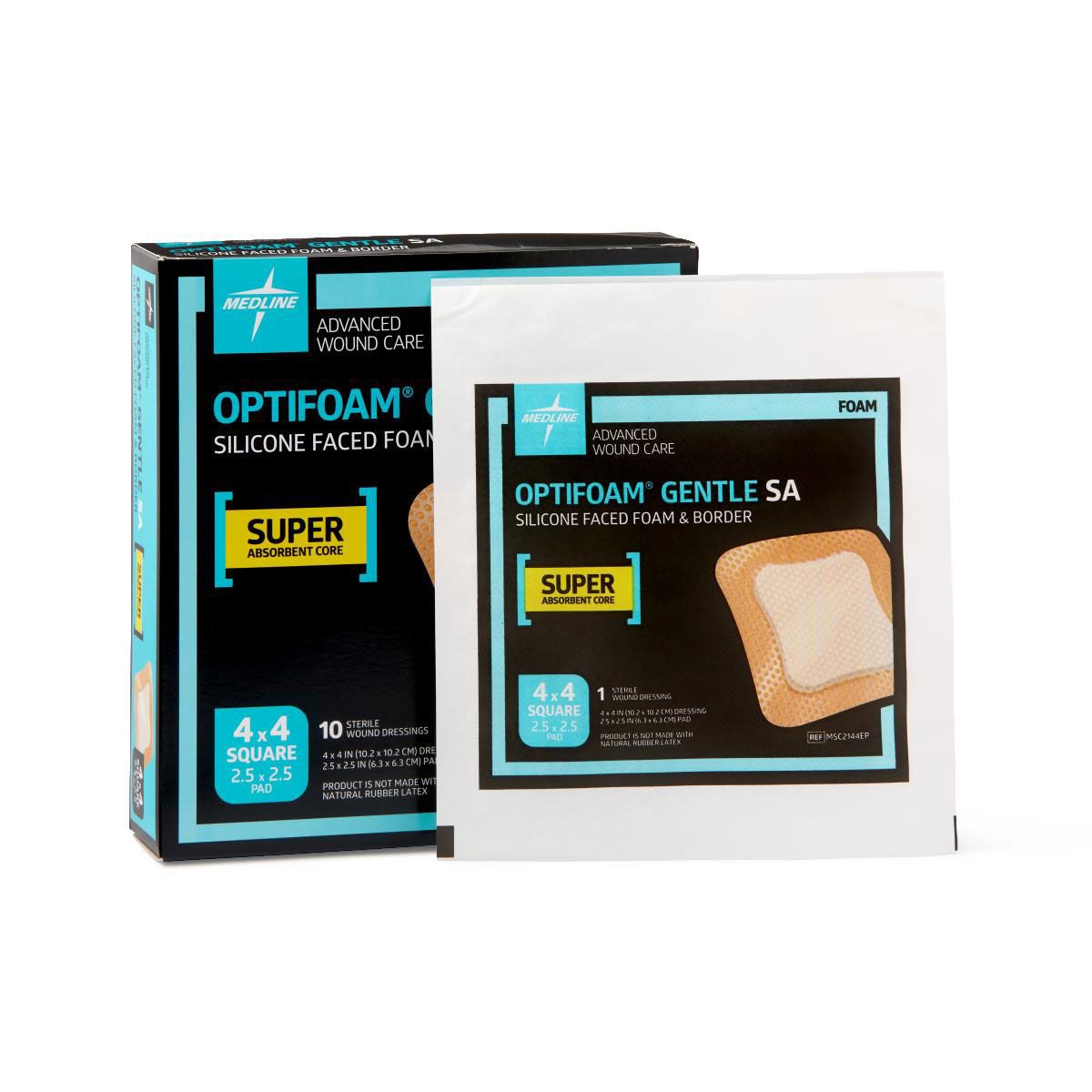 Optifoam Gentle SA Silicone/Foam Dressing 4x4 10Ct