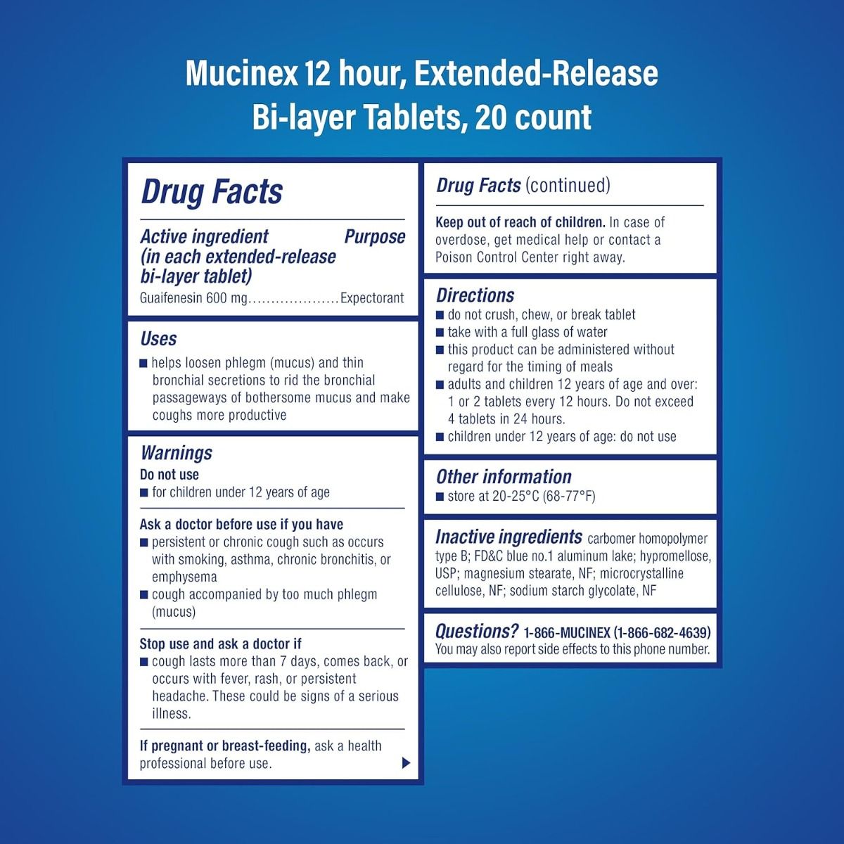 Mucinex 12-Hr Expectorant Tablet 600mg 20Ct