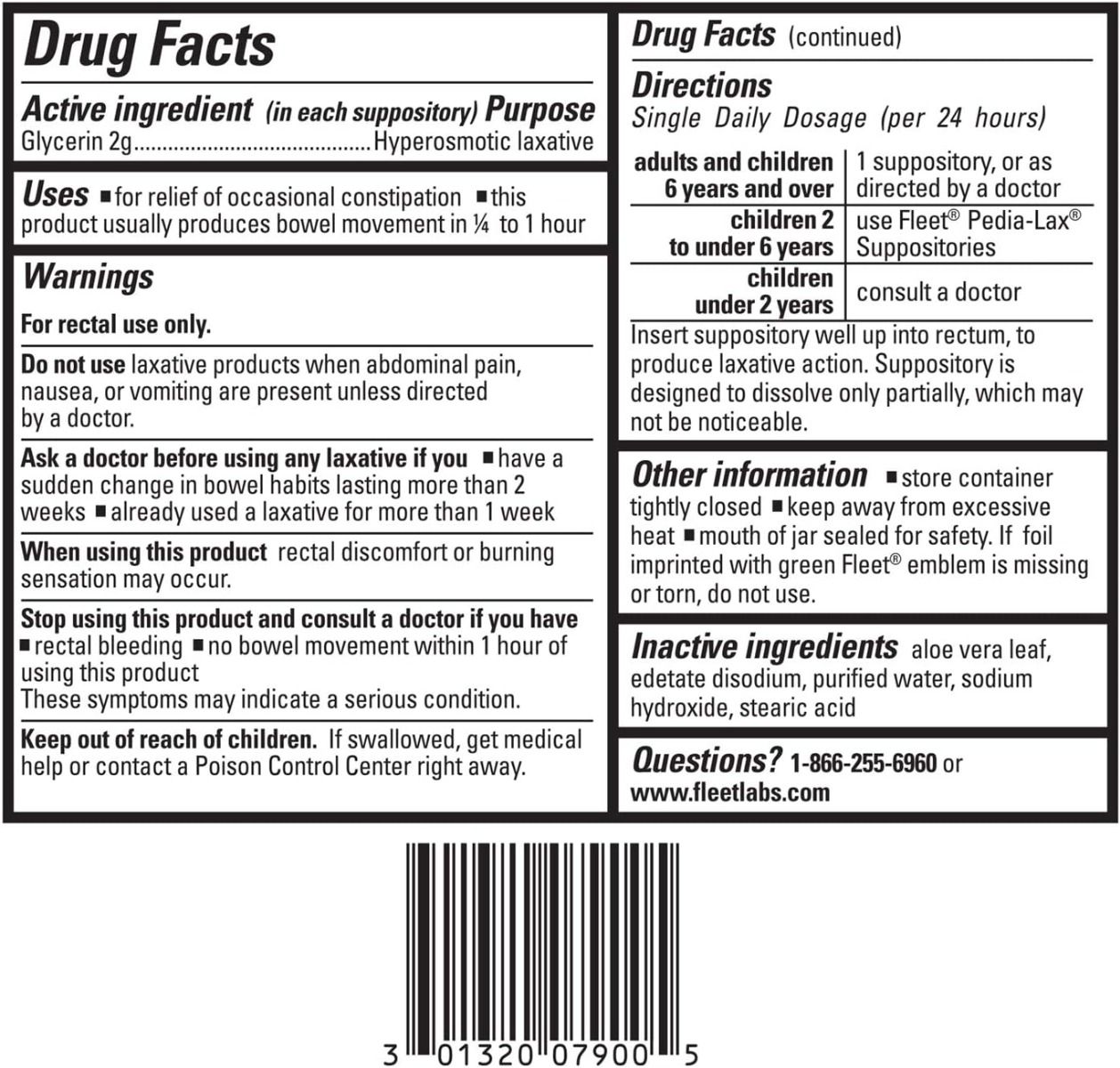 Fleet Glycerin Suppositories 100Ct