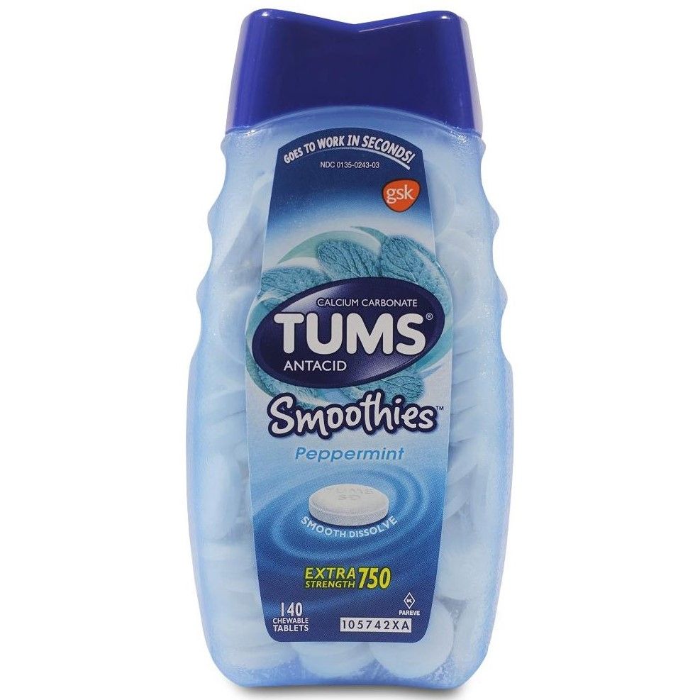 Tums Smoothies Peppermint, 140Ct