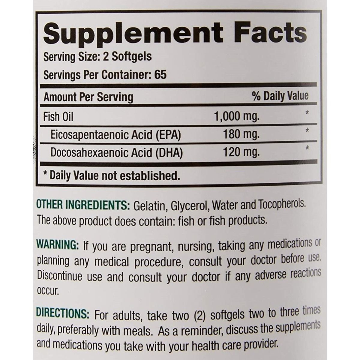 Major Fish Oil Softgel 500 mg 130Ct