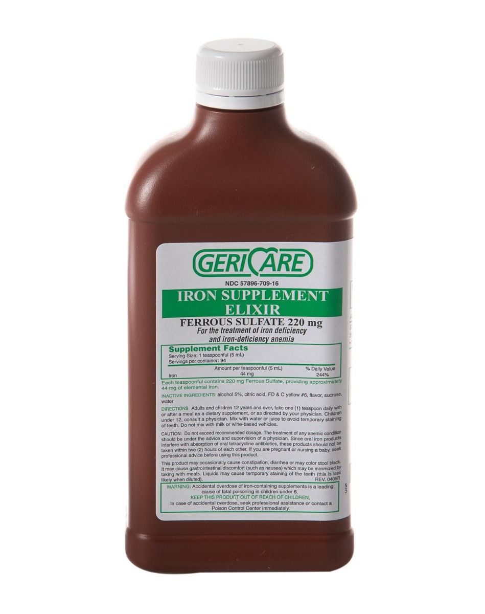 GeriCare Ferrous Sulfate, 220 mg/mL, Liquid 16 oz.Bottle, One