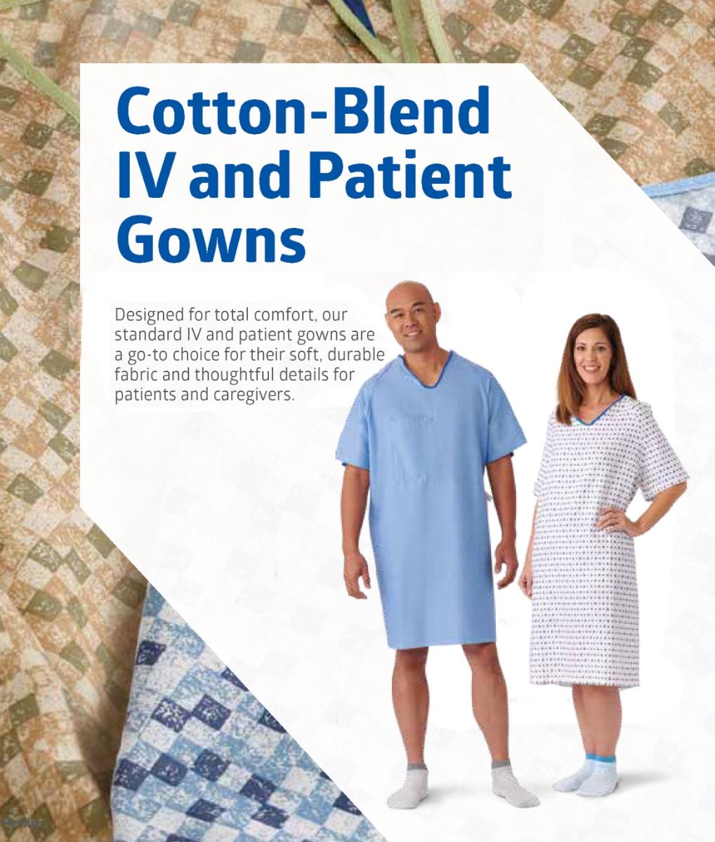 Medline Straight Patient Gown with Back Ties 12Ct