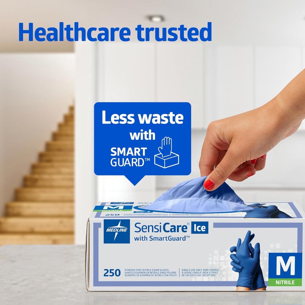 Medline SensiCare Ice Nitrile Exam Gloves L 2500Ct