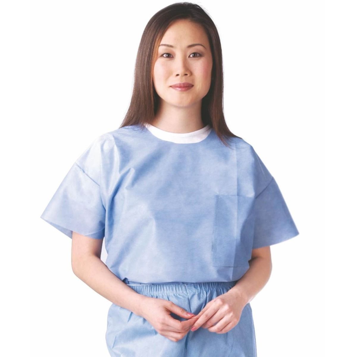Disposable Unisex Scrub Shirt with V-Neck, Size S - 3XL