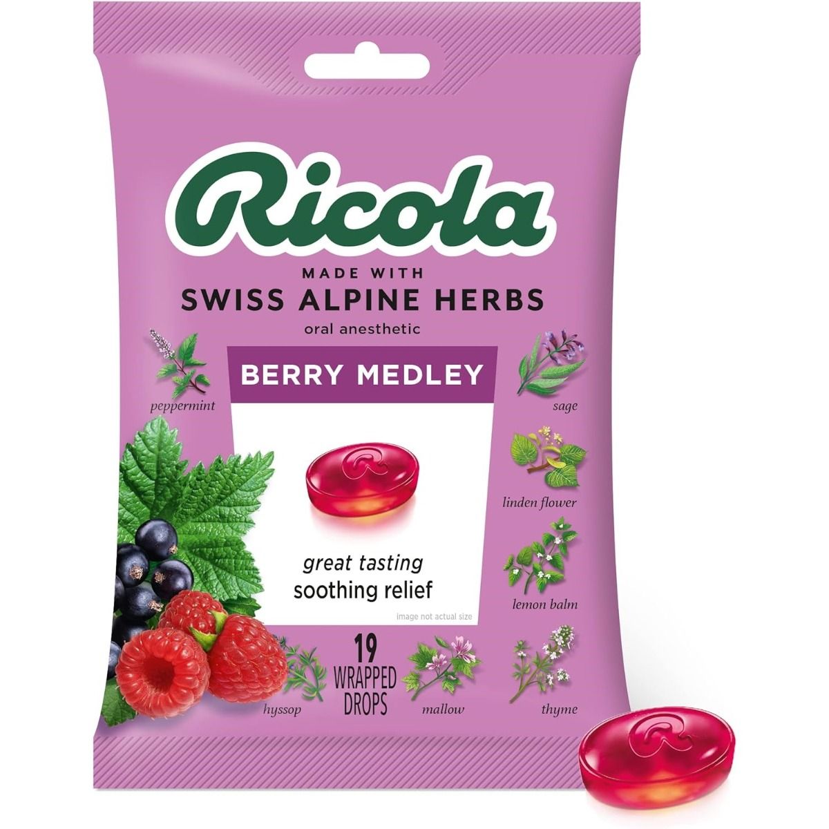 Ricola Herbal Throat Drops Berry Medley 19Ct