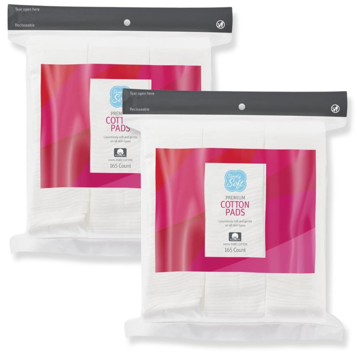 Simply Soft Premium Cotton Pads 2.2x2.2 (165/Bag) 990Ct