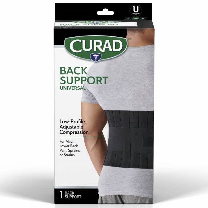 CURAD Universal Elastic Back Support Black One Size 1Ct