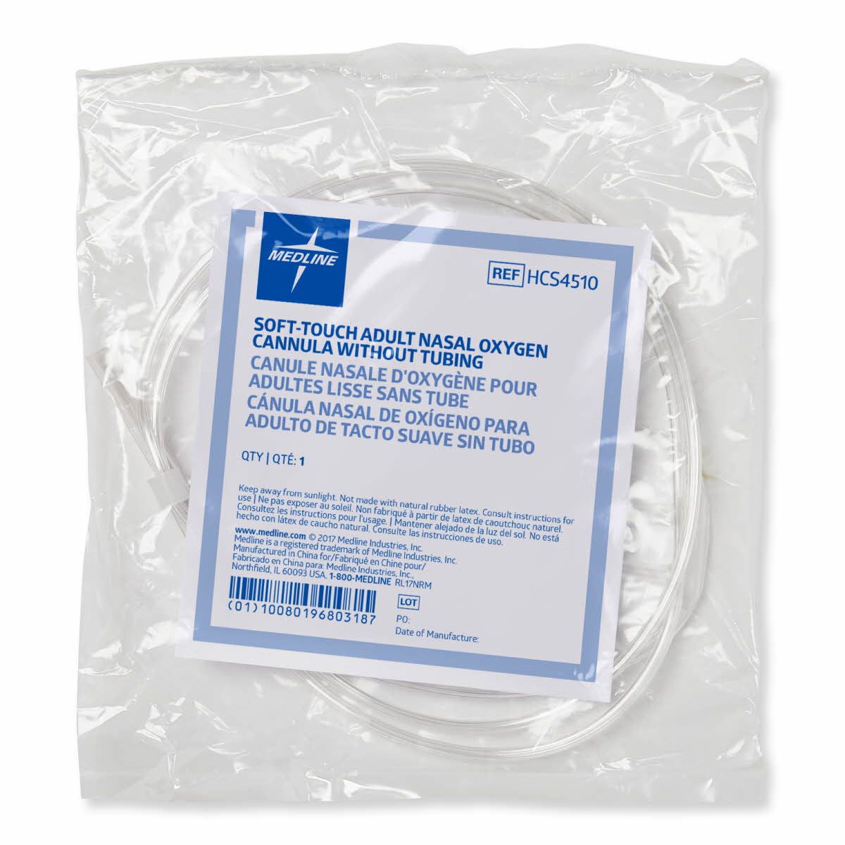Medline Soft-Touch Nasal Cannula Only Clear 50Ct