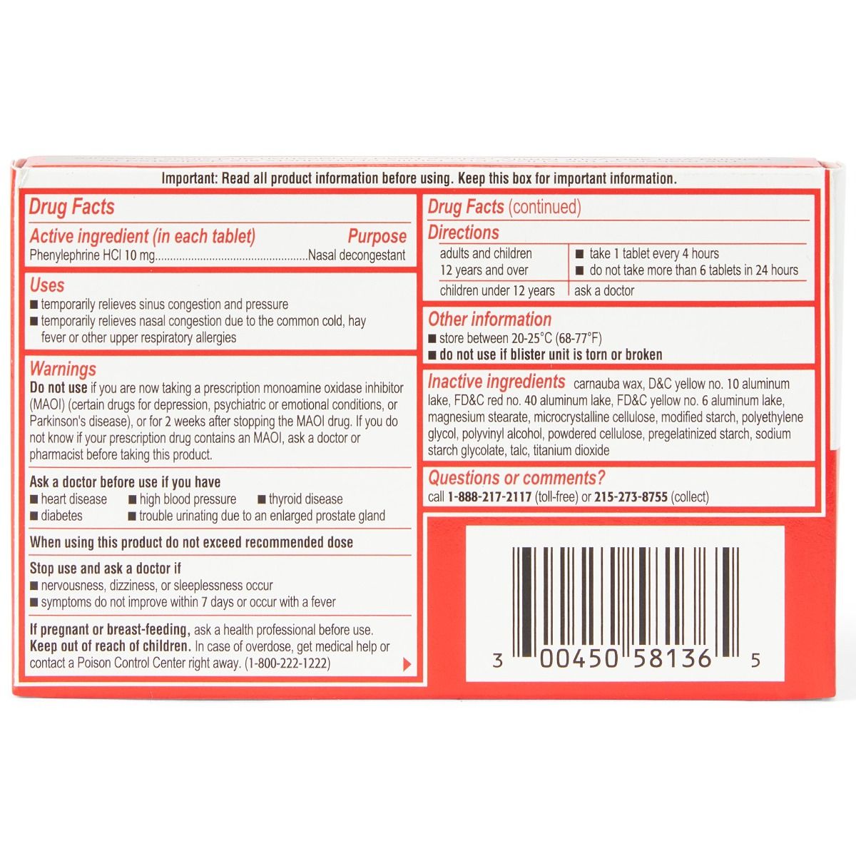 Sudafed PE Max Strength Sinus Congestion Relief 10mg 36Ct