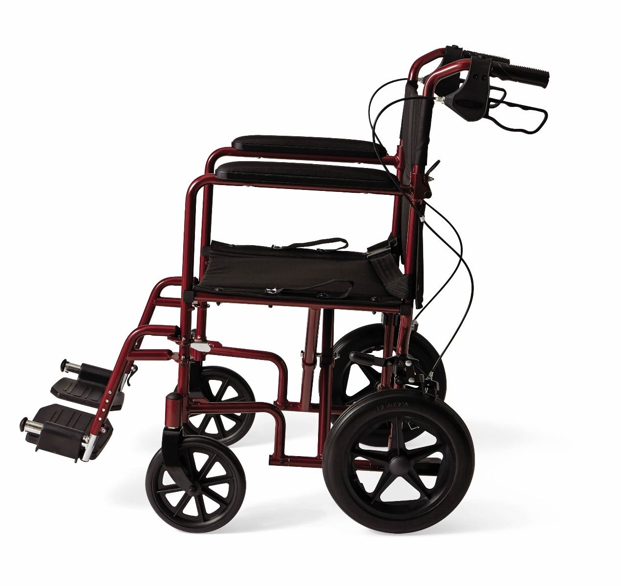 Medline Basic Aluminum Transport Chair 12in Red 1Ct
