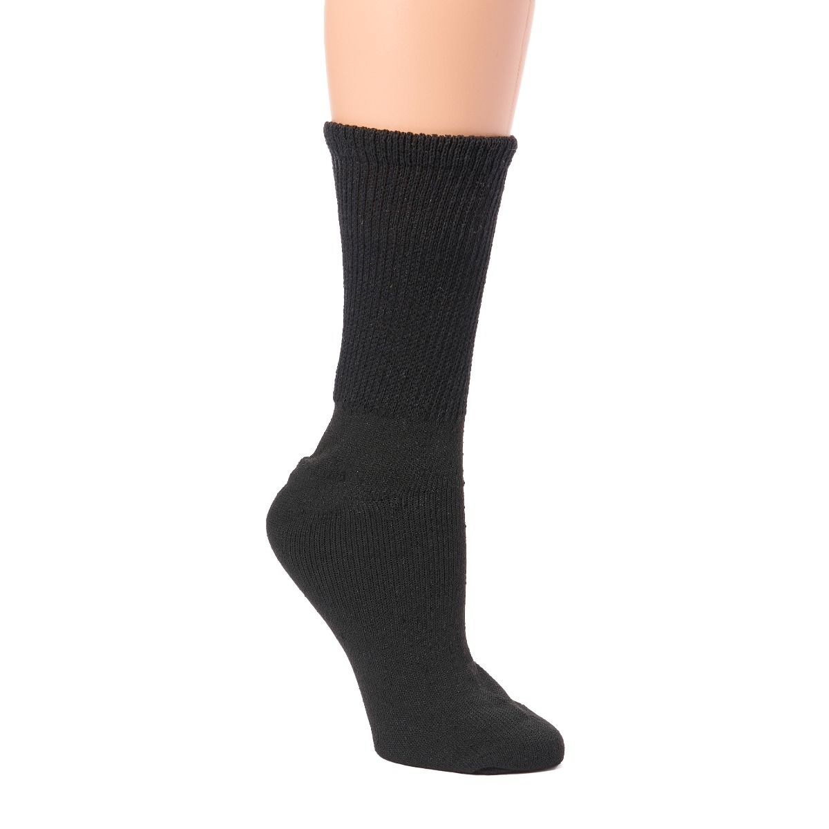 CURAD Padded Diabetic Crew Socks Black M 2Pr