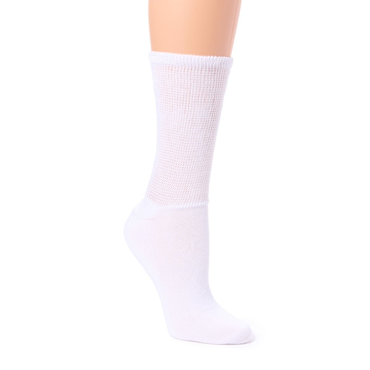 Medline Ultra Soft Padded Diabetic Sock L White 2Pr