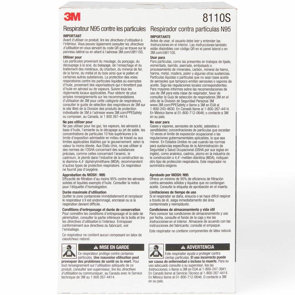 3M 8110S N95 Respirator Face Mask (Small 8210) 160Ct