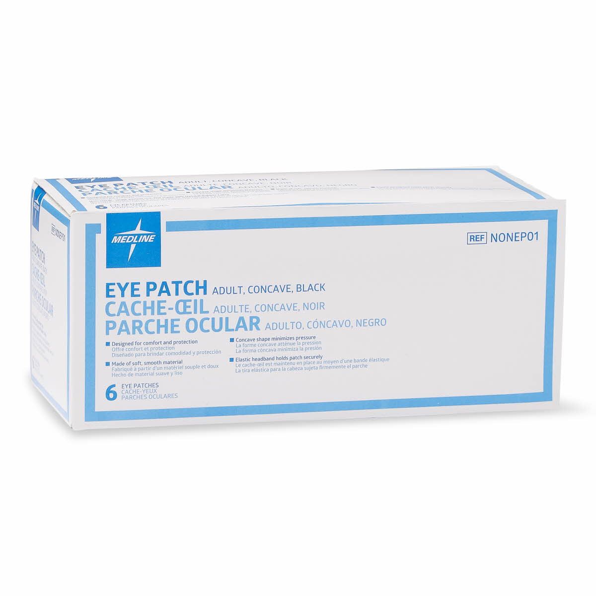 Medline Adult Concave Eye Patche 2.75in x 2.75in Black 6Ct