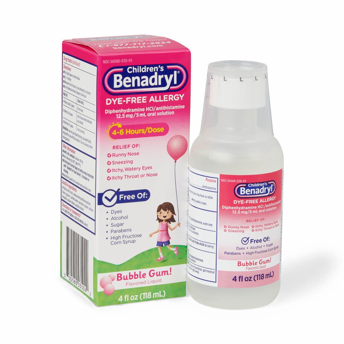 Children's Benadryl Dye-Free Allergy Liquid, 4oz