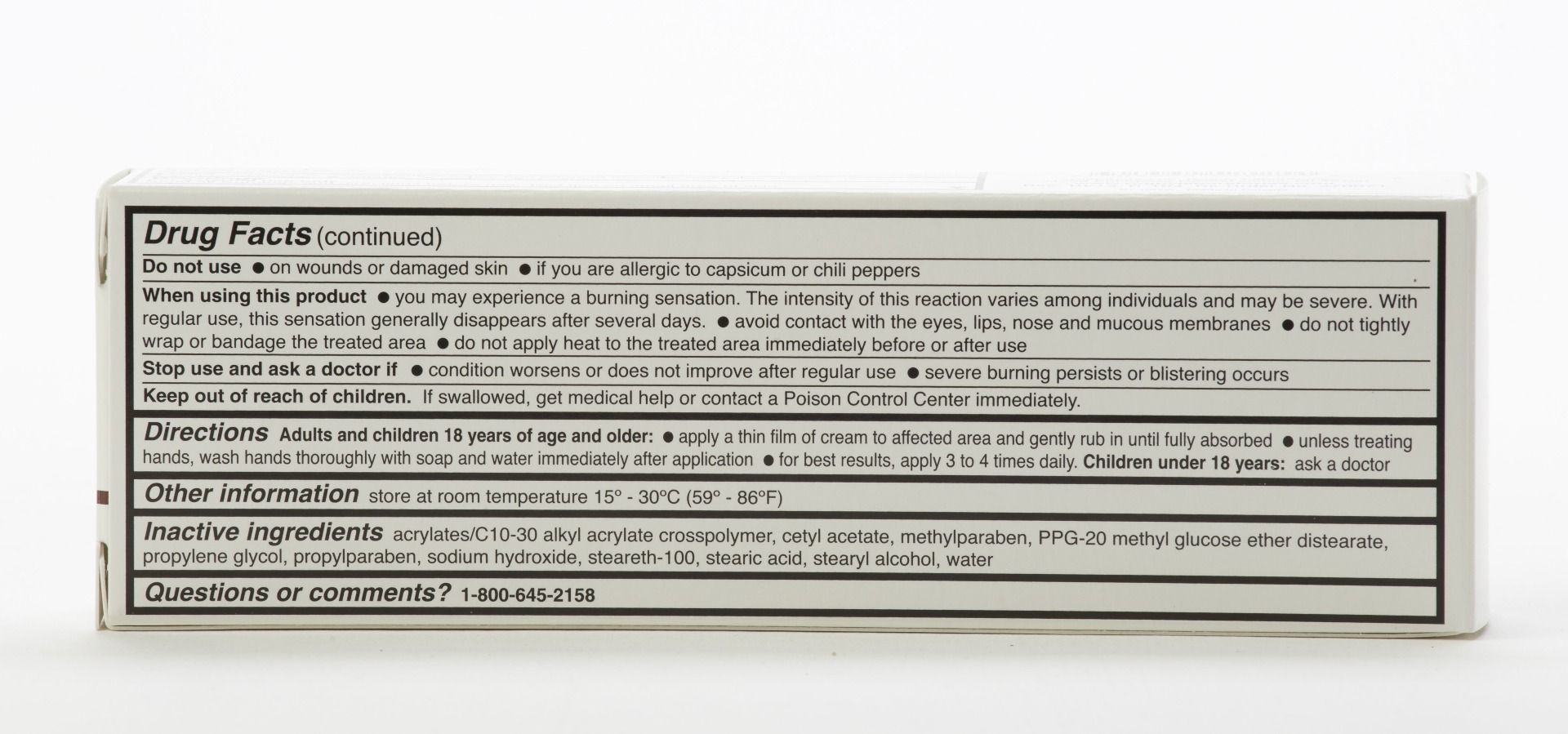 Capsaicin Analgesic Pain Relief Cream 2.1oz Tube 1Ct