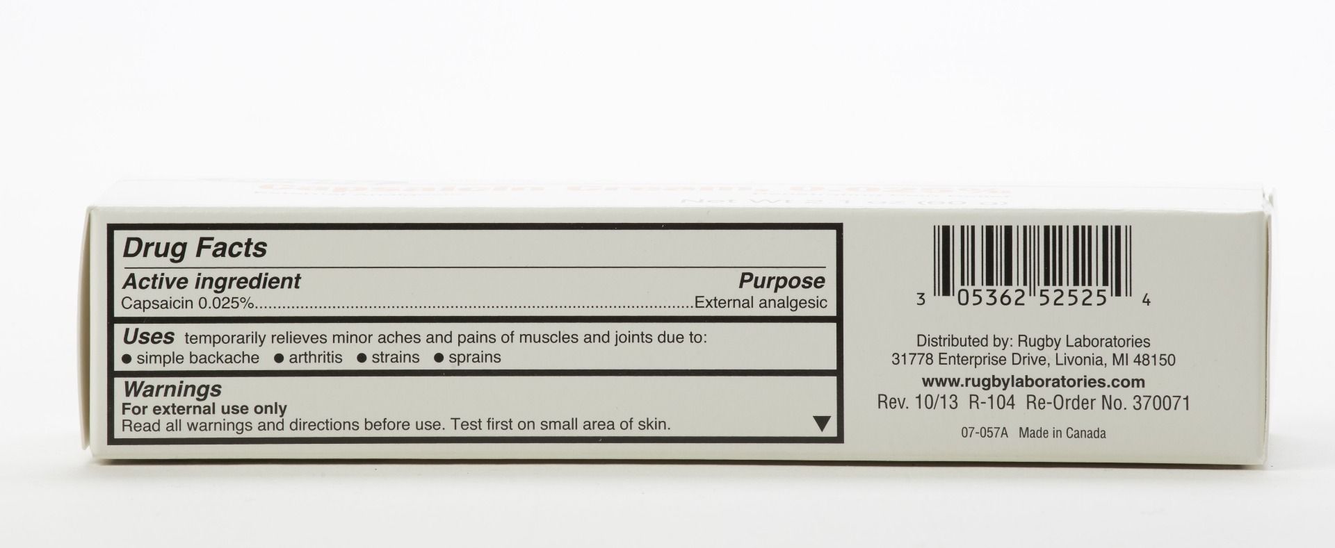 Capsaicin Analgesic Pain Relief Cream 2.1oz Tube 1Ct