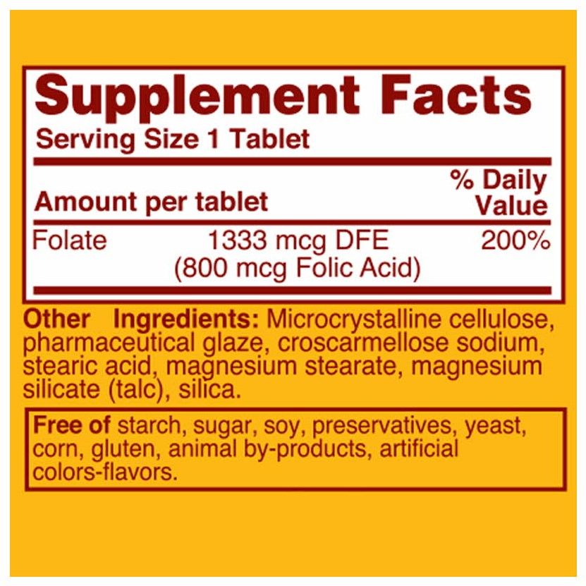 Rugby Folic Acid Tablet 800mcg 100Ct