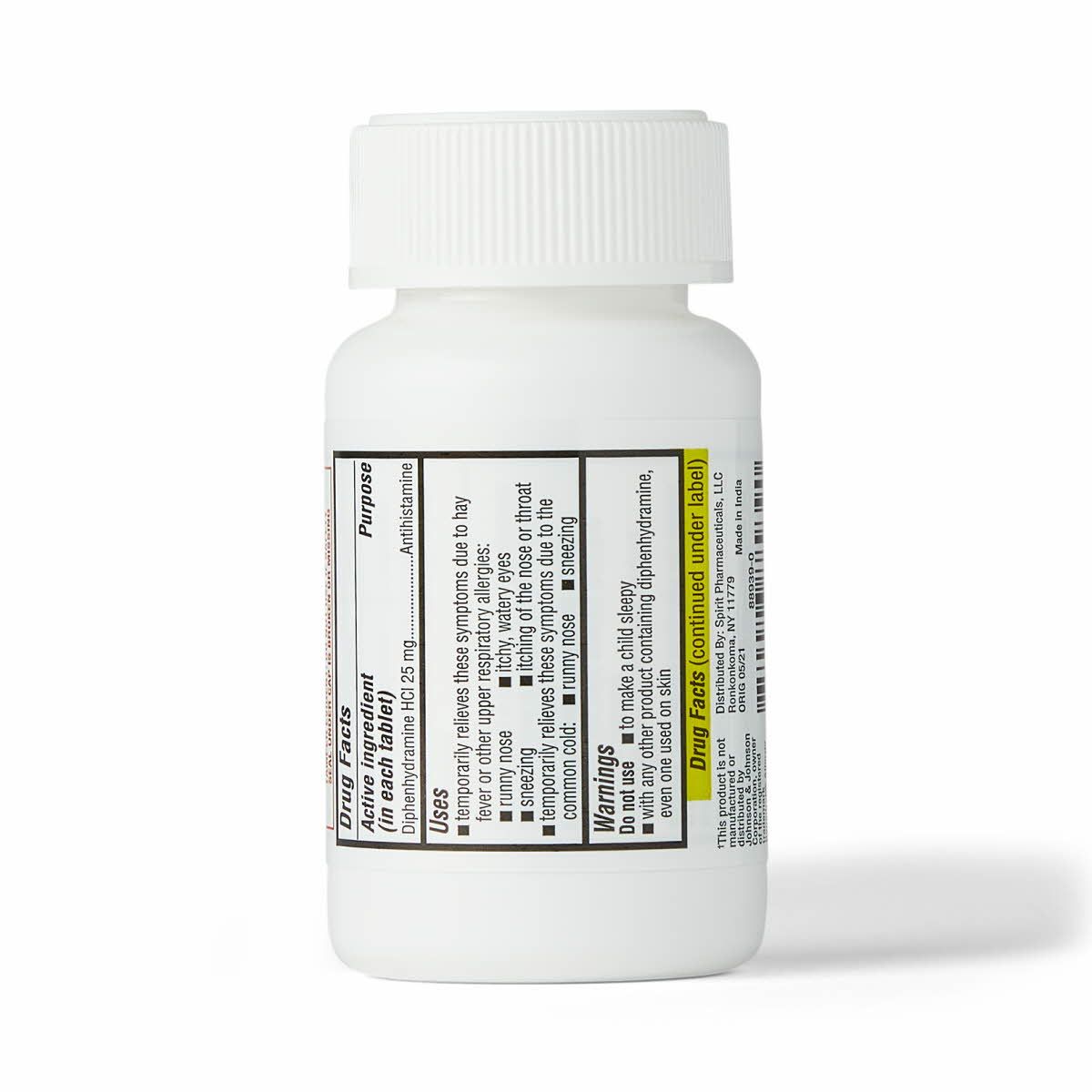 Spirit 360 Allergy Relief Diphenhydramine Tablet 25mg 100Ct