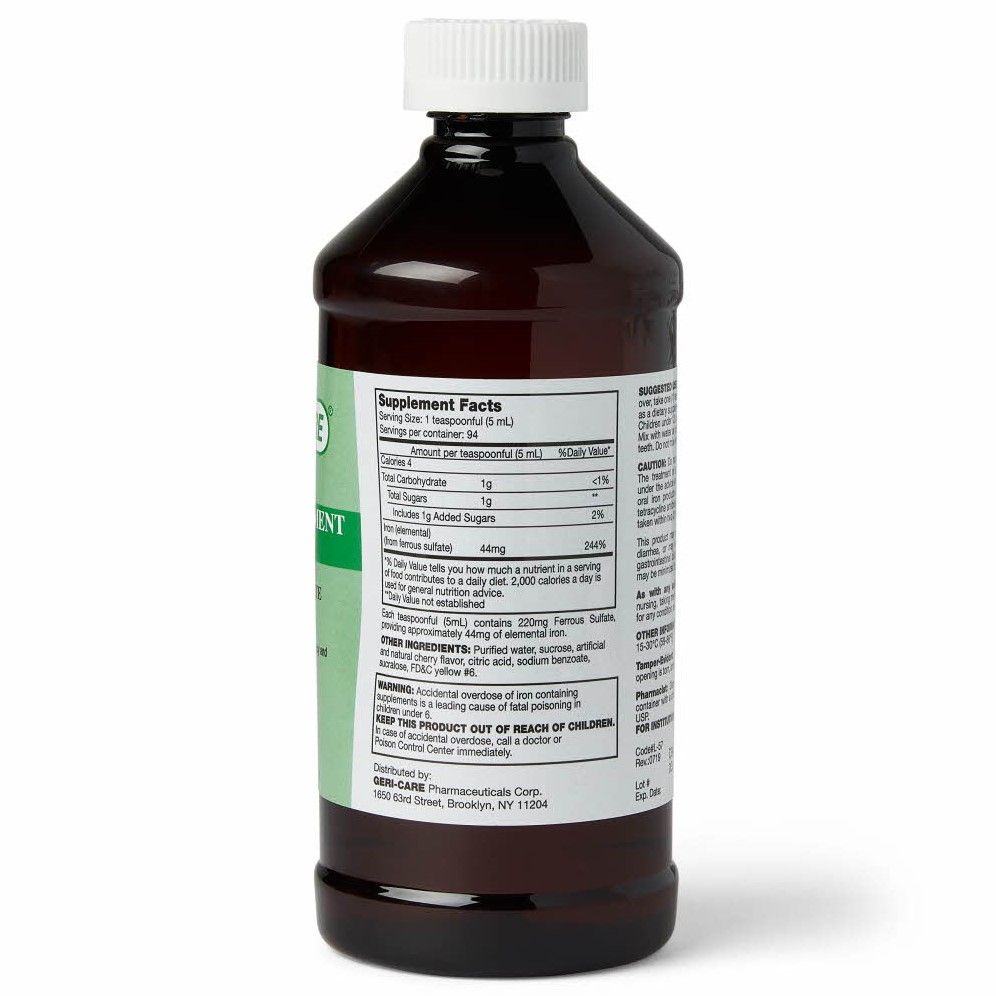 GeriCare Ferrous Sulfate Iron Supplement Elixir 16oz 1Ct
