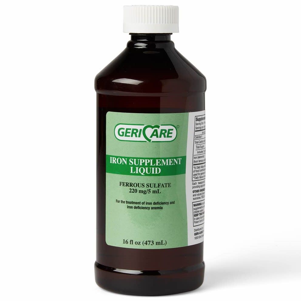 GeriCare Ferrous Sulfate Iron Supplement Elixir 16oz 1Ct