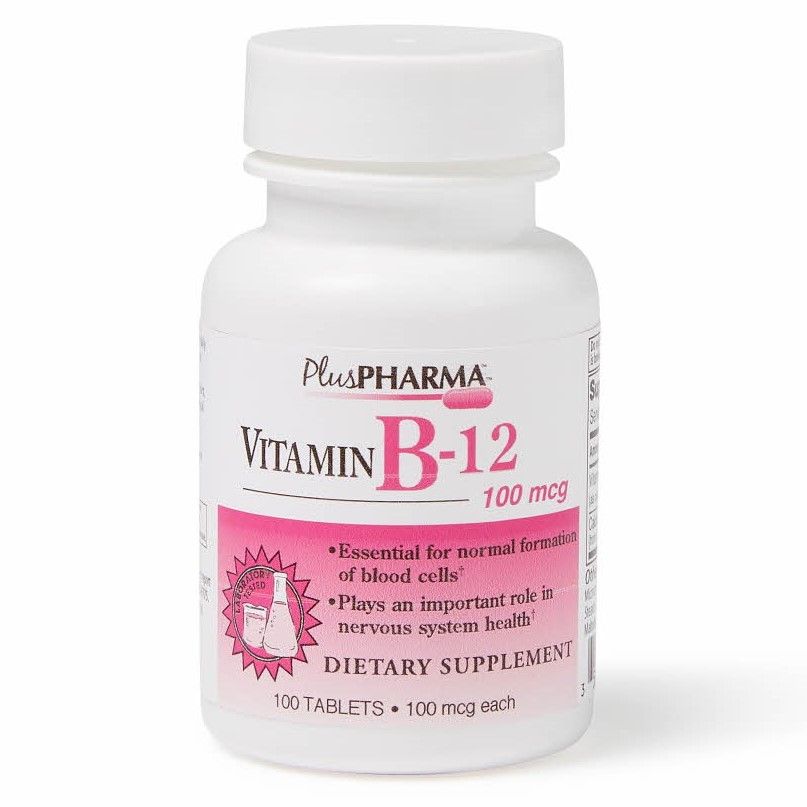 PlusPharma Vitamin B-12 Tablet 100mcg 100Ct