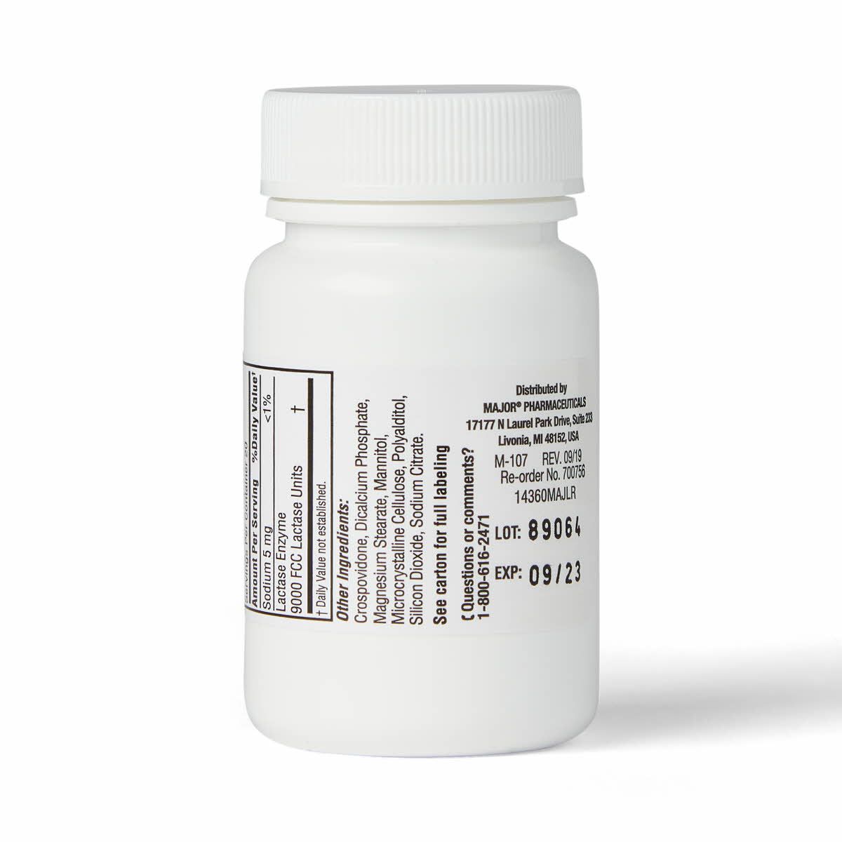 Major Lactase Dairy Digestive Aid Caplets 3,000FCC 60Ct