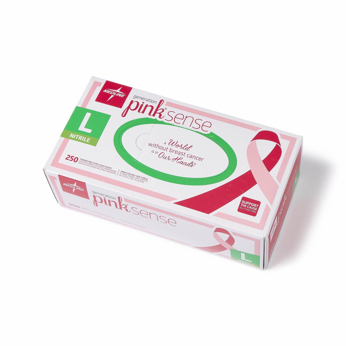 Medline Generation Pink Sense Nitrile Exam Glove L 250Ct