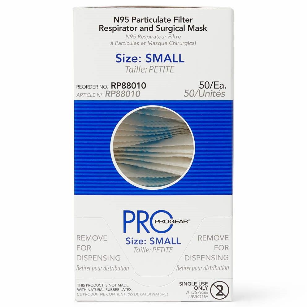 ProGear N95 Respirator Surgical Face Mask Small 50Ct
