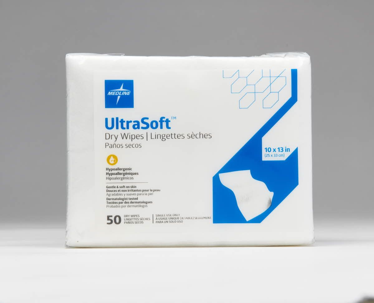 Medline UltraSoft Disposable Dry Cleansing Wipe 10x12 50Ct
