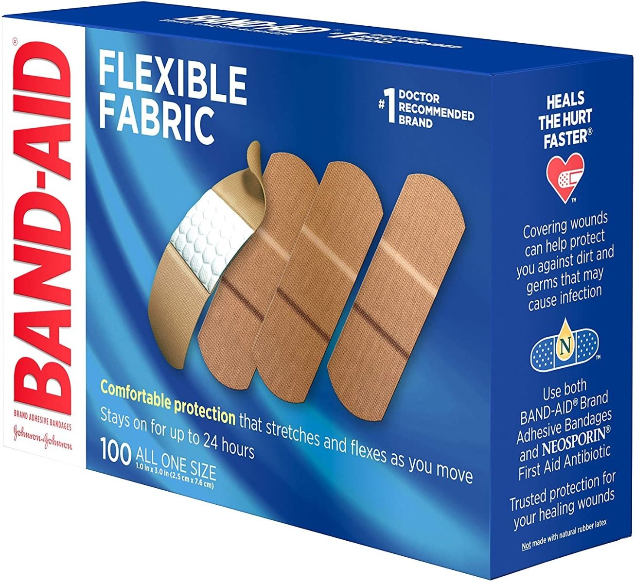 BAND-AID Flex Fabric Bandages 1x3in 100Ct
