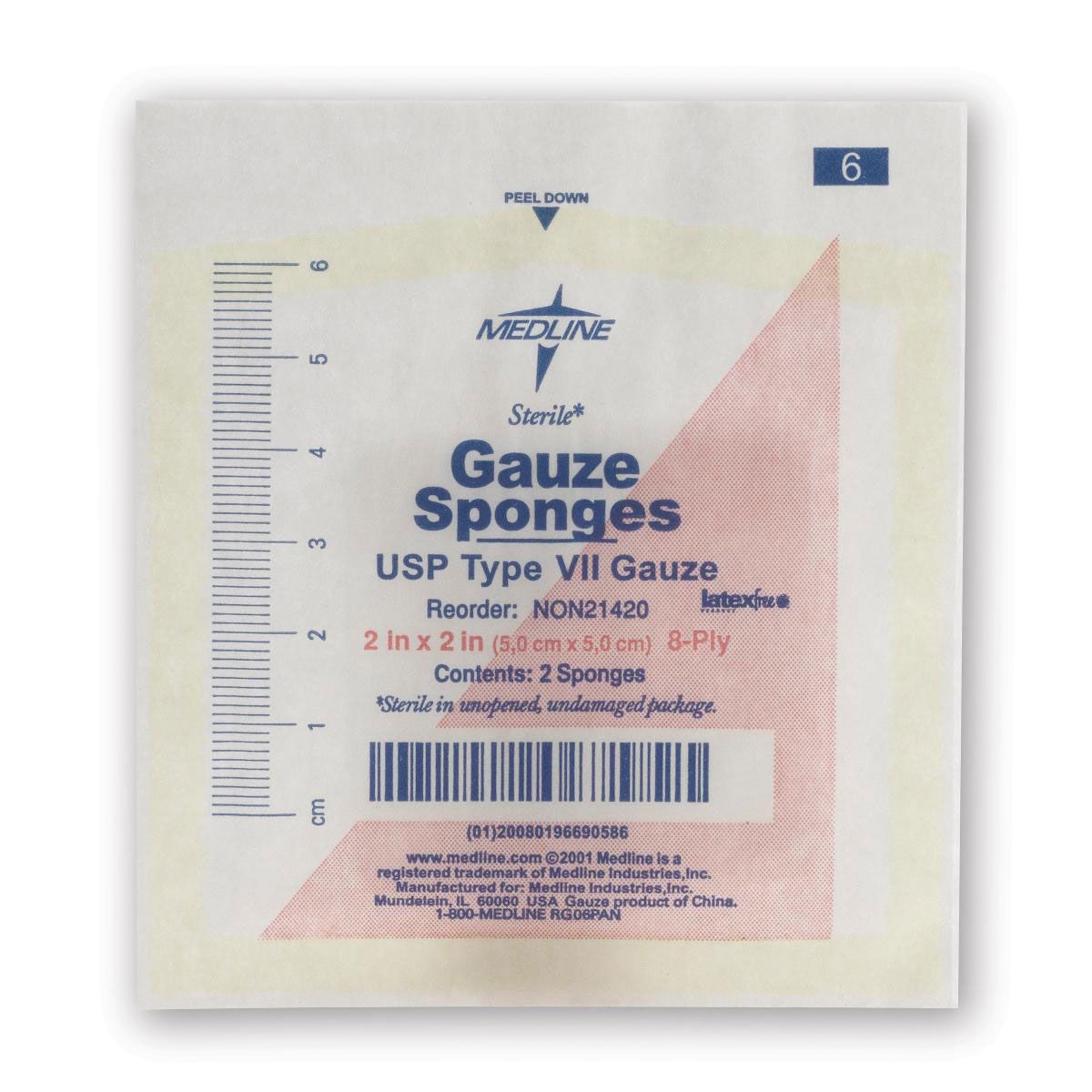 Medline St2s Woven Cotton Gauze Sponge 8ply 2x2 100Ct