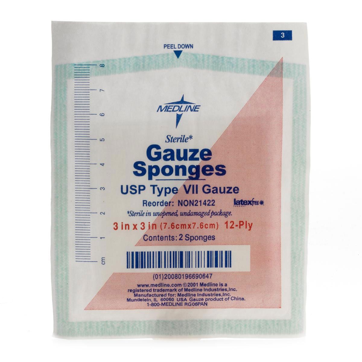 Medline St2s Woven Cotton Gauze Sponge 12ply 3x3 2400Ct