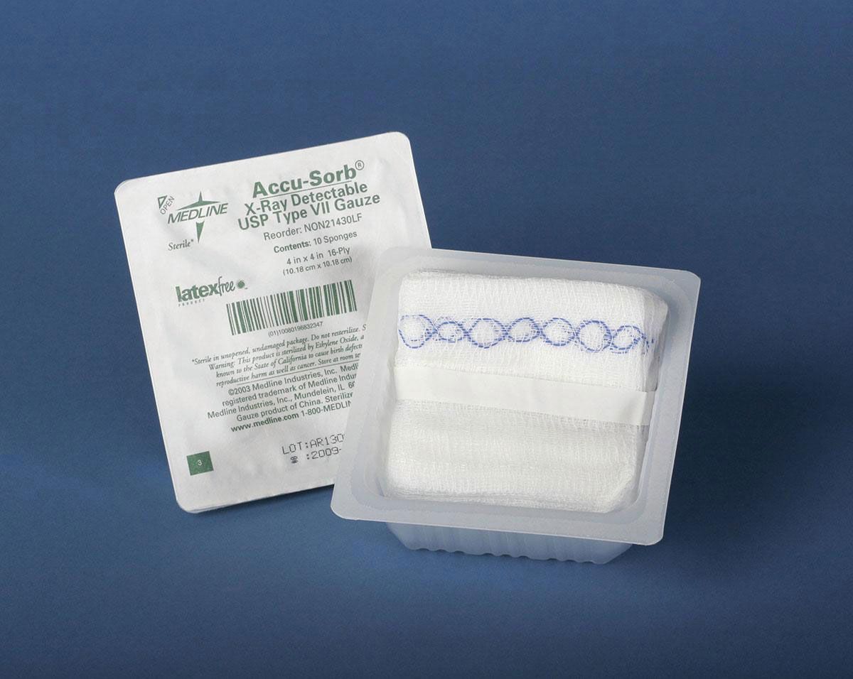 Medline St Cotton X-Ray Detect Gauze Sponge 4x4 10Ct