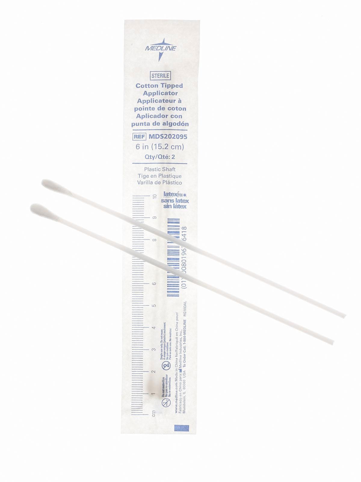Medline Sterile Cotton-Tip Applicator Plastic 6in 2Ct