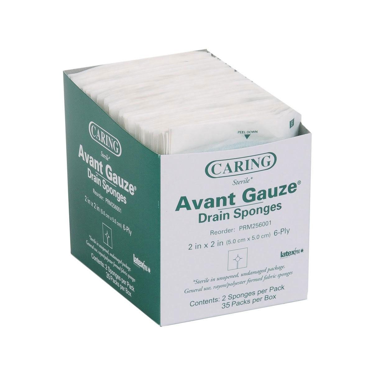 Medline Sterile Nonwoven Drain Sponge 6ply 2x2 70Ct