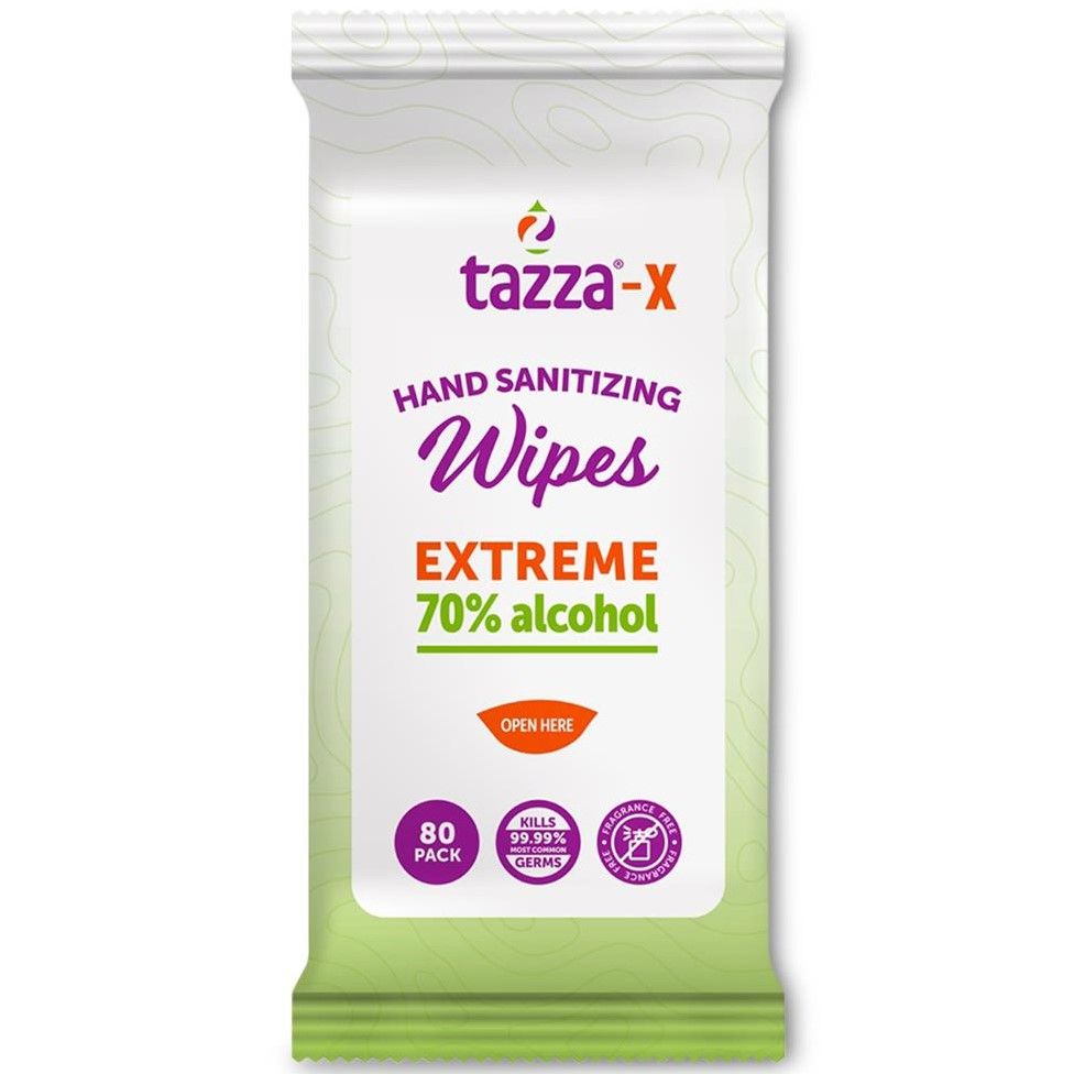 Tazza Extreme Hand Sanitizing Wipe Flow Pack, 70% Alcohol Formula, 80Ct