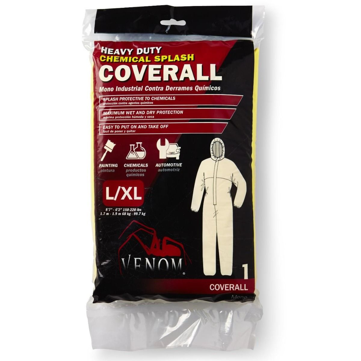 Venom Steel Heavy-Duty Chemical Splash Coverall L/XL 1Ct
