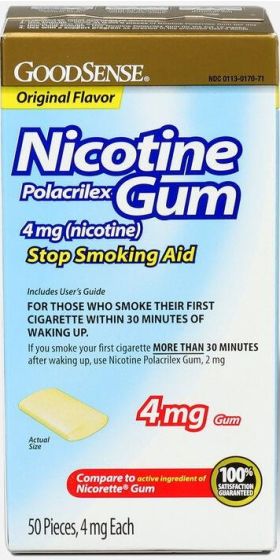 Nicotine Gum, Original Flavor, 4 mg, 50 Count per Box, One Box