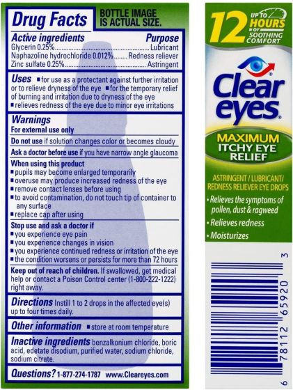 Clear Eyes Max Itchy Eye Relief 0.5oz 1Ct