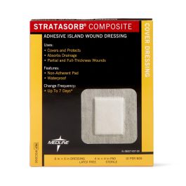 Medline Stratasorb Waterproof Island Dressing 6x6 10Ct