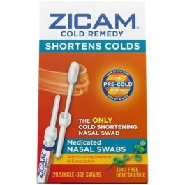Zicam Cold Remedy Cold Shortening Medicated Nasal Swabs, Zinc-Free ...