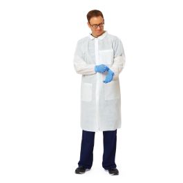 Medline Disposable Snap Front Lab Coat with Knit Cuffs - Shop All