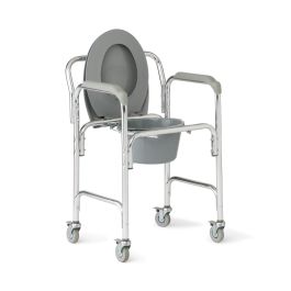 Aluminum Elongated Commode with 4 Locking Casters